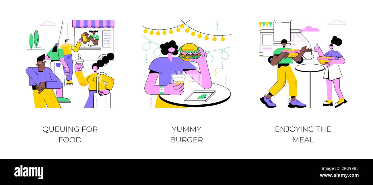 Food festival isolated cartoon vector illustrations set. Diverse people ...