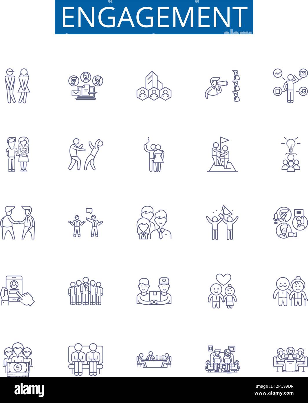 Engagement line icons signs set. Design collection of Involvement, Commitment, Attachment ...