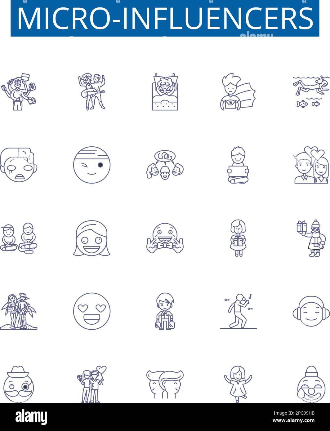 Micro-influencers line icons signs set. Design collection of Micro ...