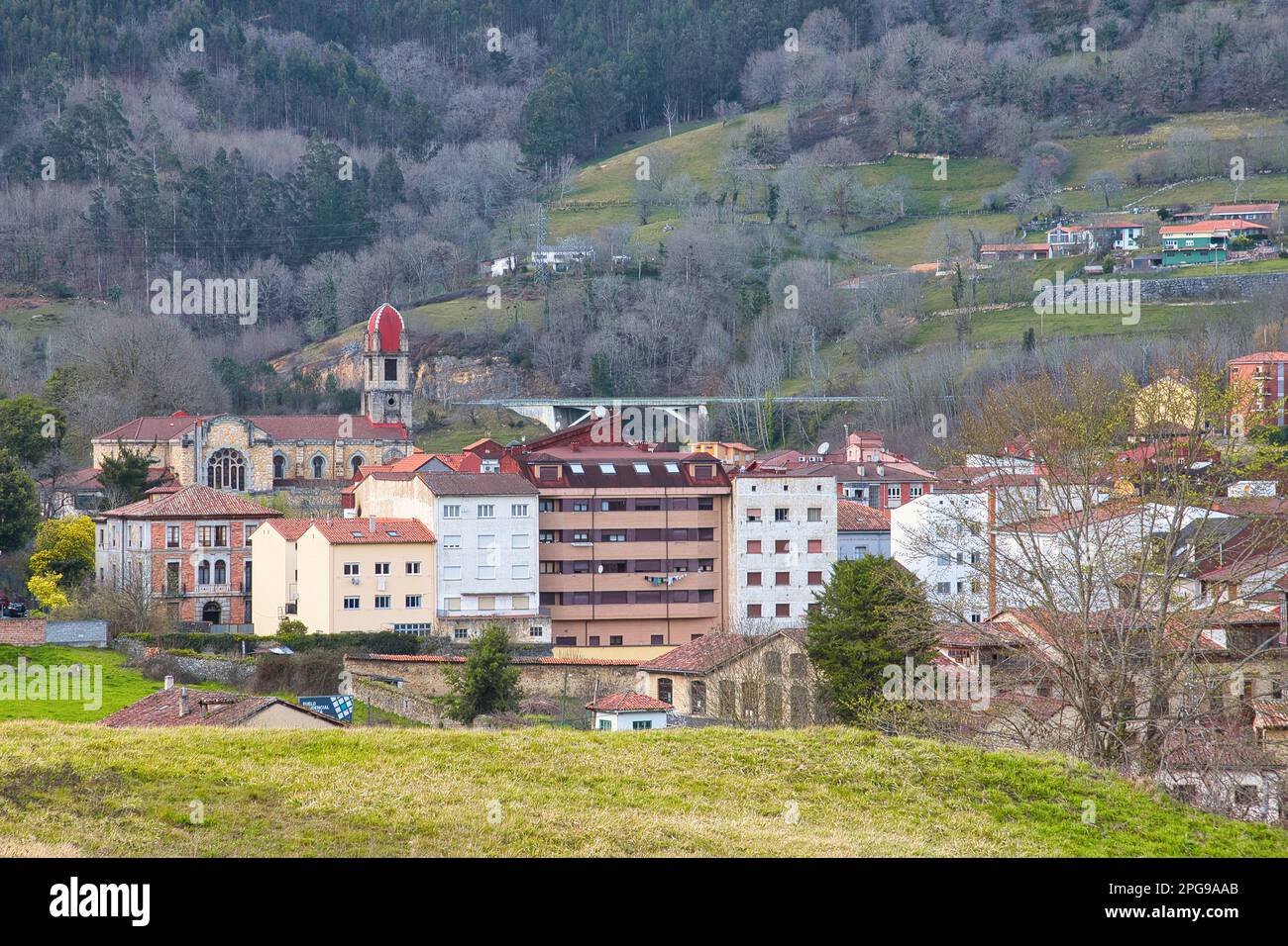 Infiesto village, Pilona municipality, Asturias, Spain, Europe Stock ...