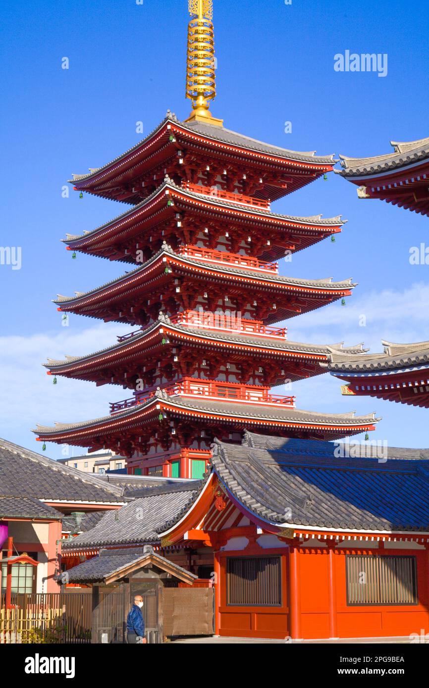 Japan, Tokyo, Asakusa, Sensoji Temple, Five-Storied Pagoda Stock Photo - Alamy