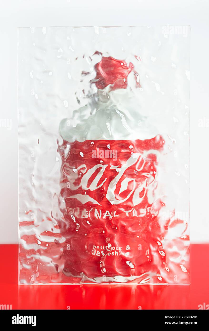 Nha Trang, Vietnam - march 2023. Coca Cola aluminium bottle. Creative ...