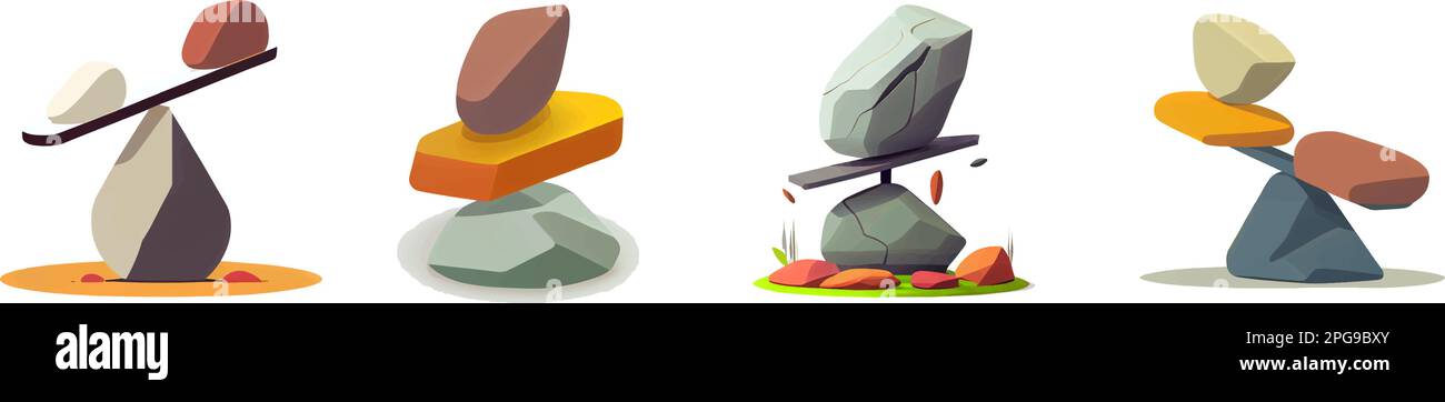 set horisontal illustration of balancing stone isolate Stock Vector ...