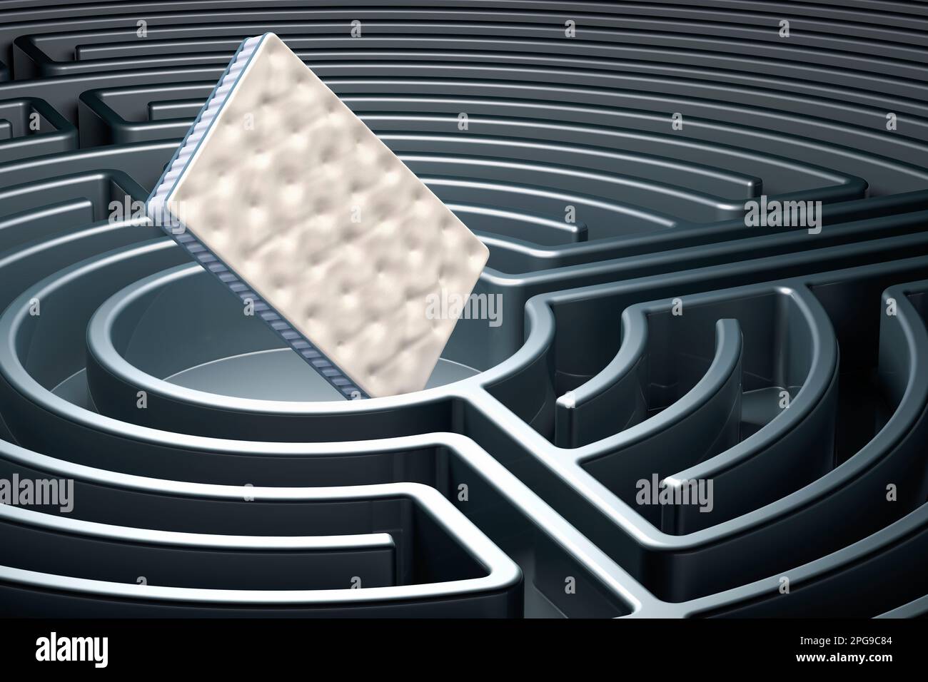 Mattress inside labyrinth, maze. 3D rendering Stock Photo - Alamy