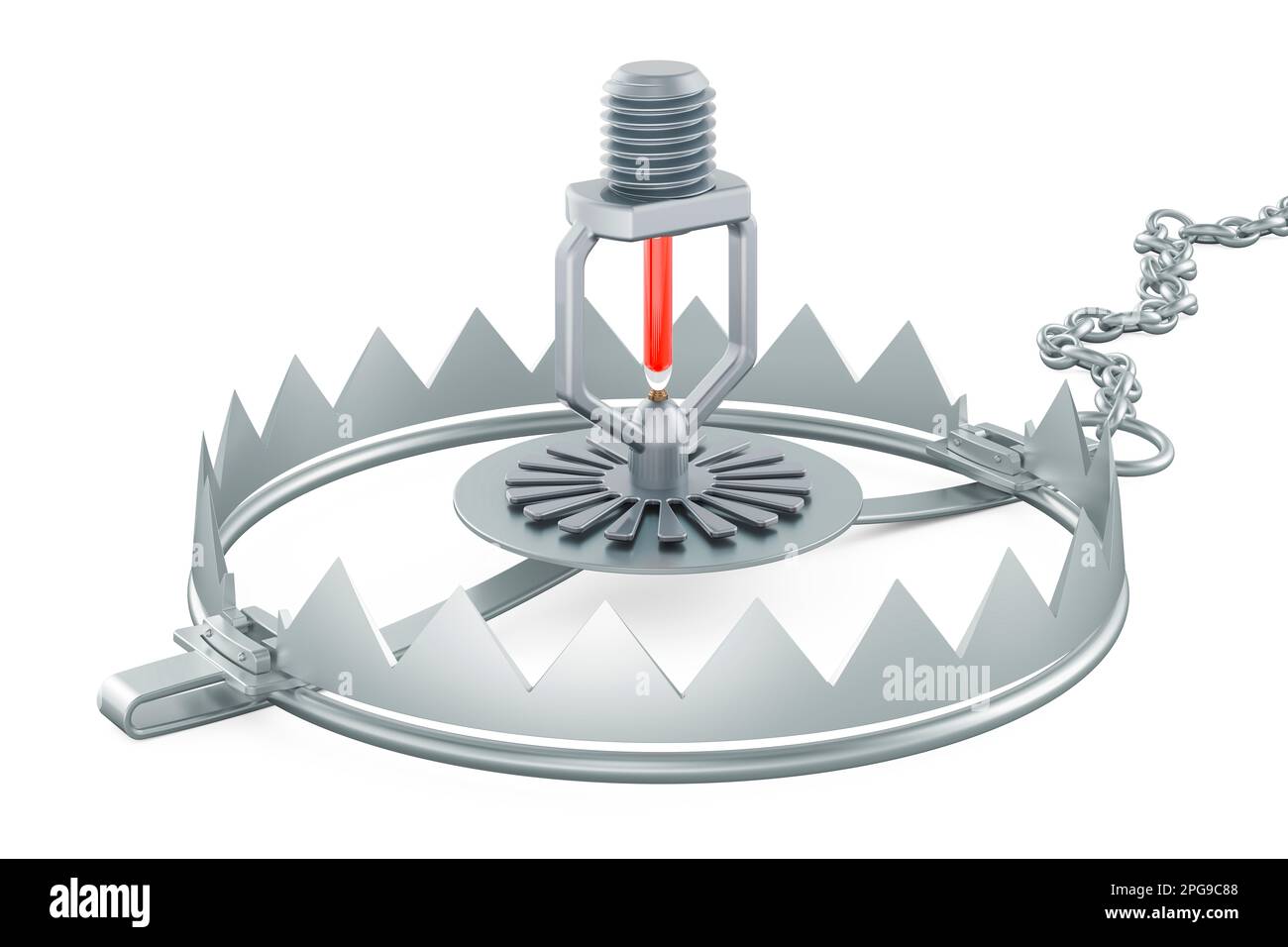 Fire Sprinkler inside bear trap. 3D rendering isolated on white ...