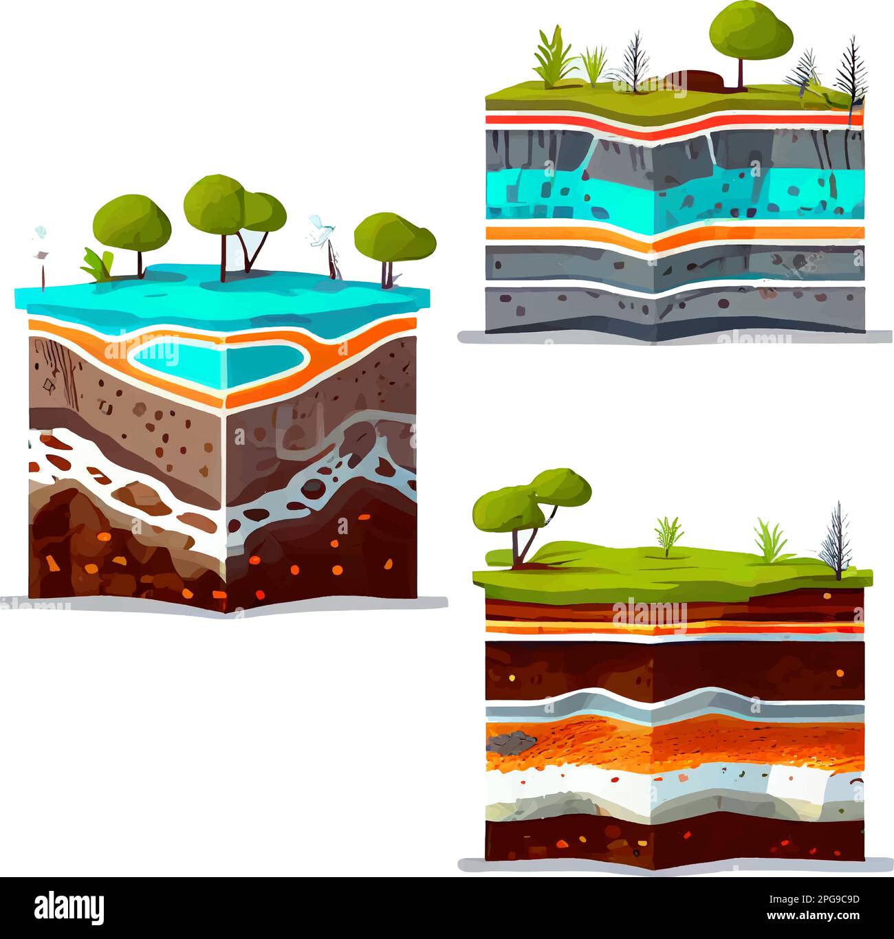 vector illustration of group underground layer of earth Stock Vector ...
