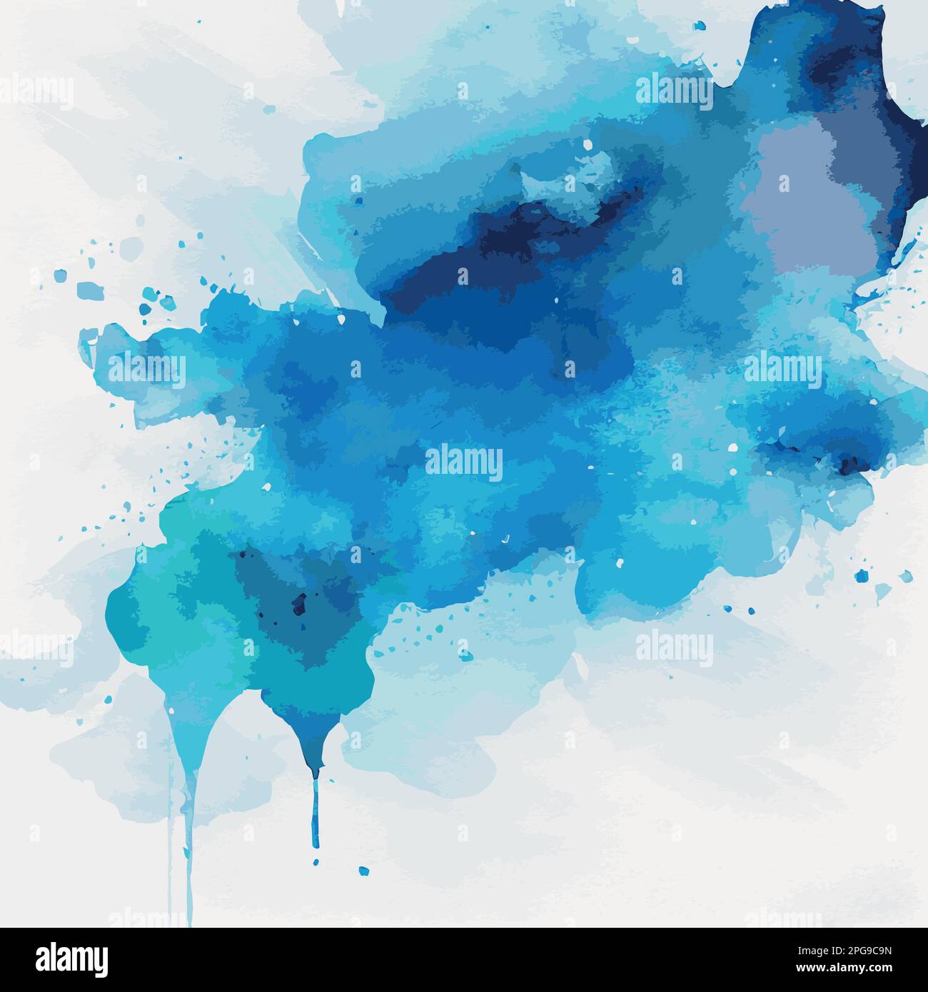 Realistic blue watercolor texture colorful background - Vector ...