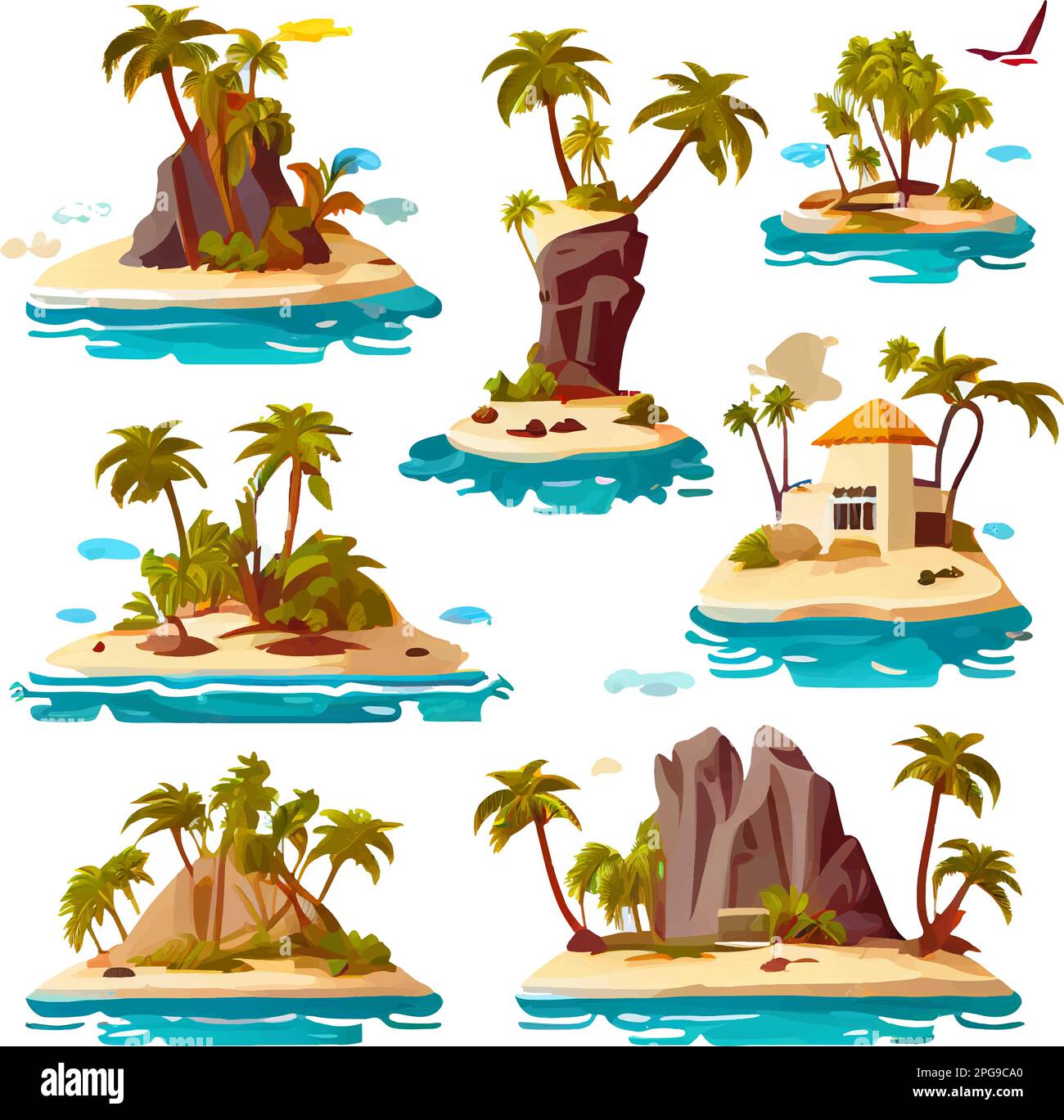 set vector illustration of exotic tropical island isolation Stock ...