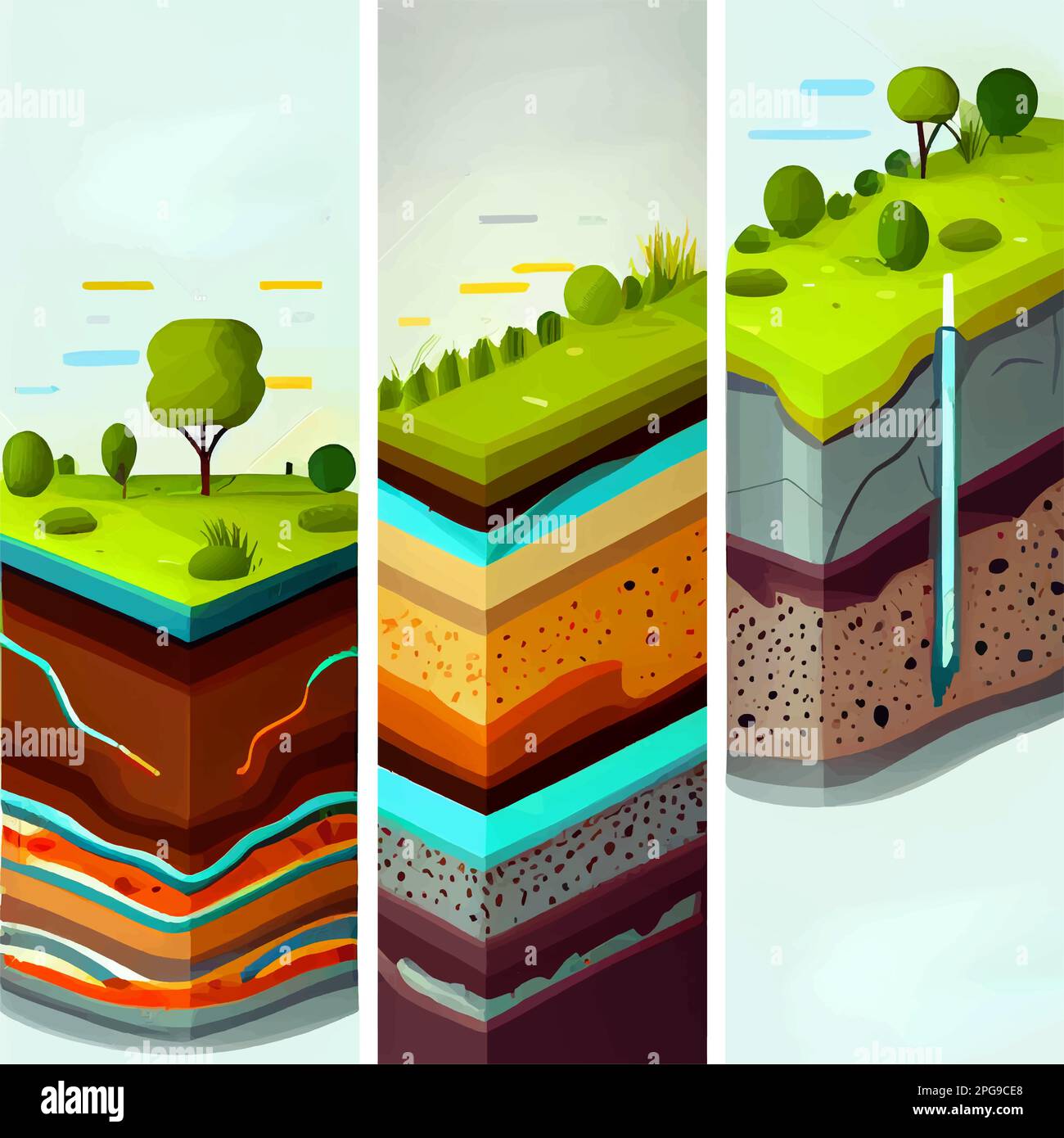 vector illustration of group underground layer of earth Stock Vector ...