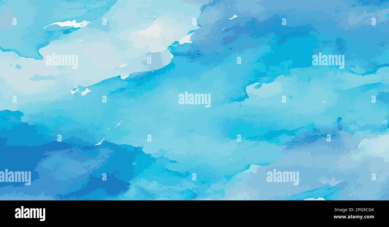 Realistic blue watercolor panoramic texture background - Vector ...