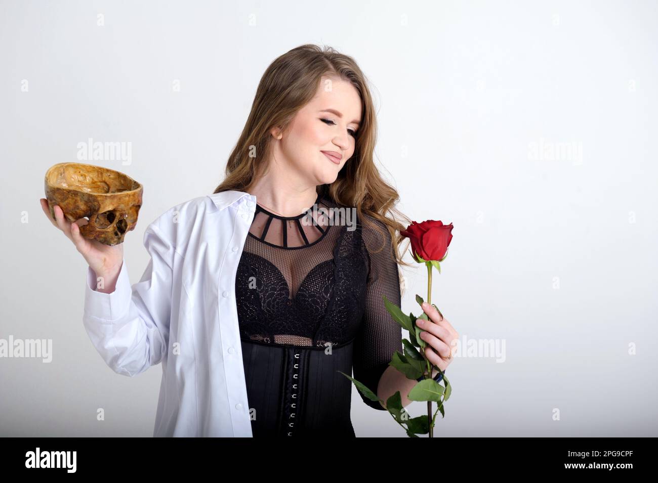 two lives in one person reincarnation of beautiful woman with red rose ...