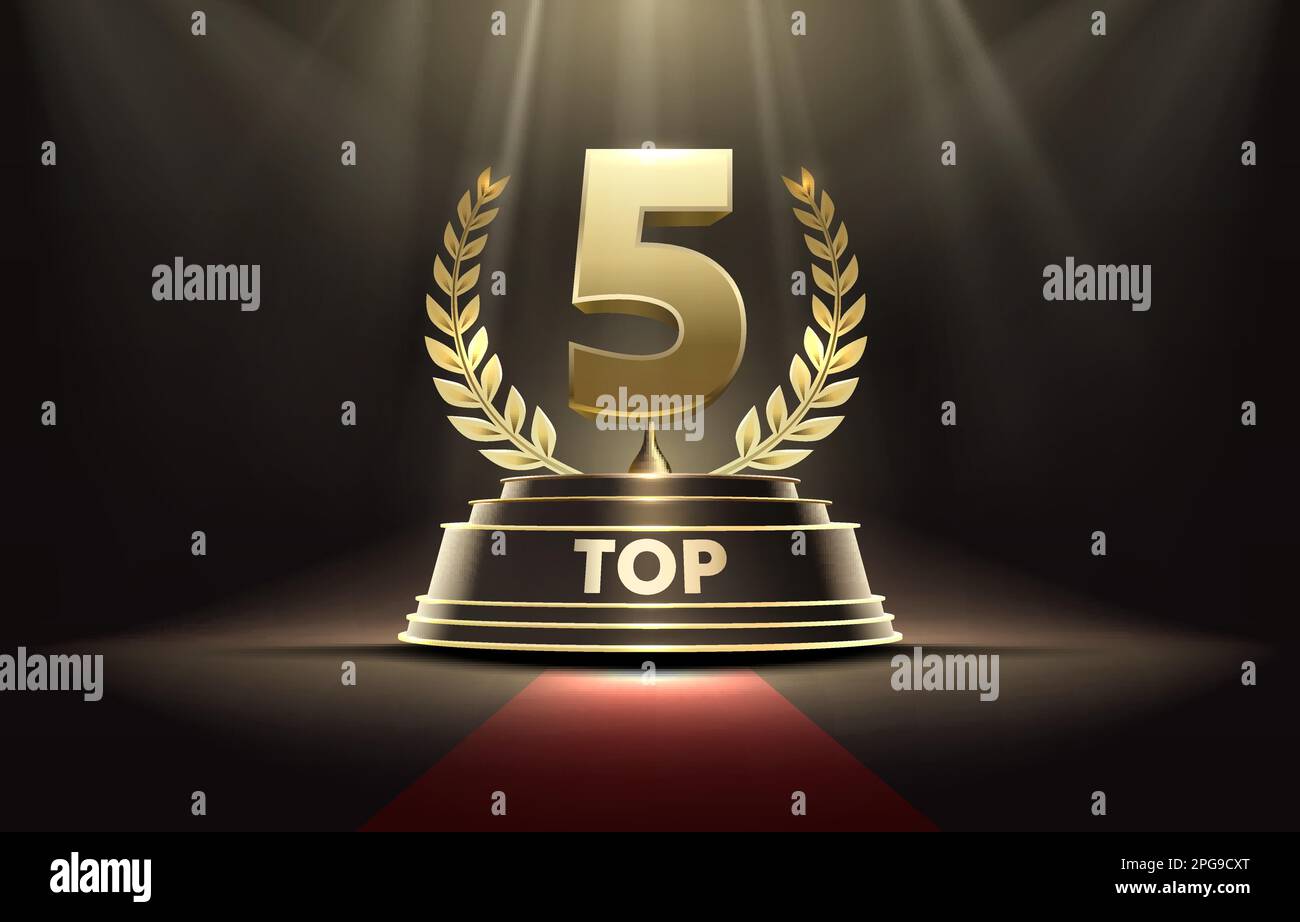 Top 5 best podium award sign, golden object. Vector illustration Stock ...