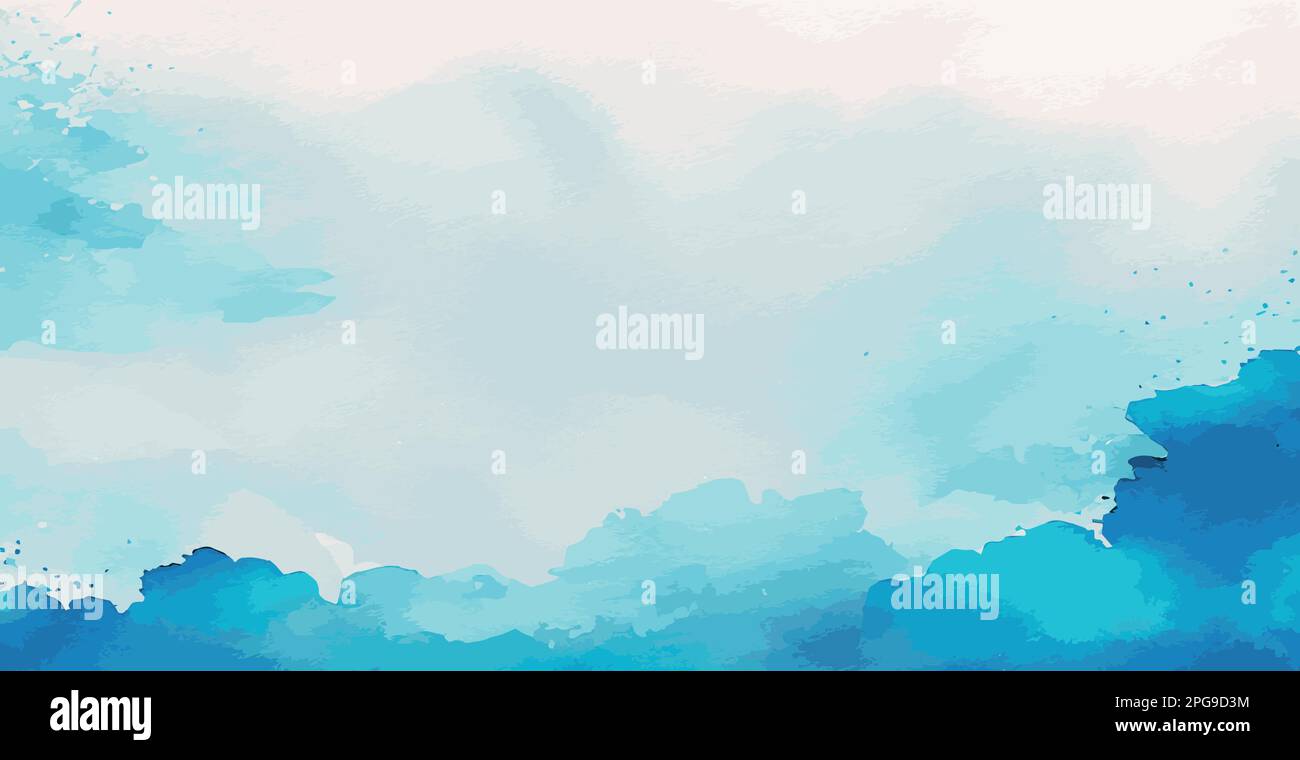 Realistic blue watercolor panoramic texture background - Vector ...