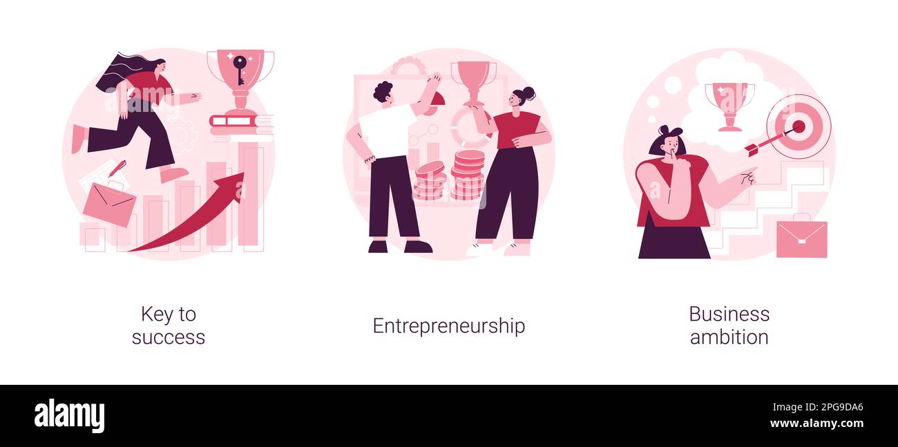 Business success abstract concept vector illustration set. Key to ...