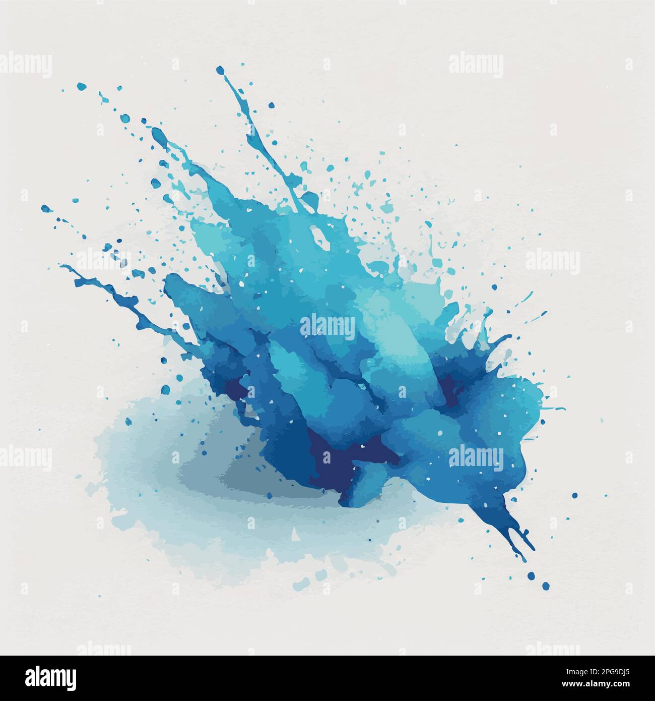 Watercolor blue ink colorful liquid drops or splash design, artistic ...