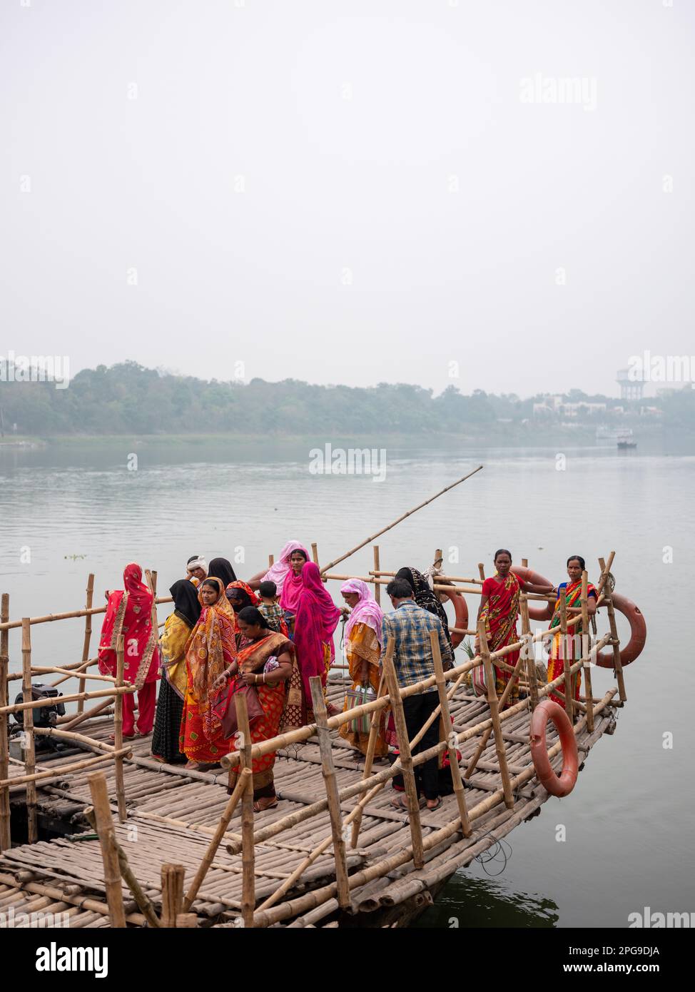 Ferry crossing the Bhagirathi River in Murshidabad, West Bengal, India ...