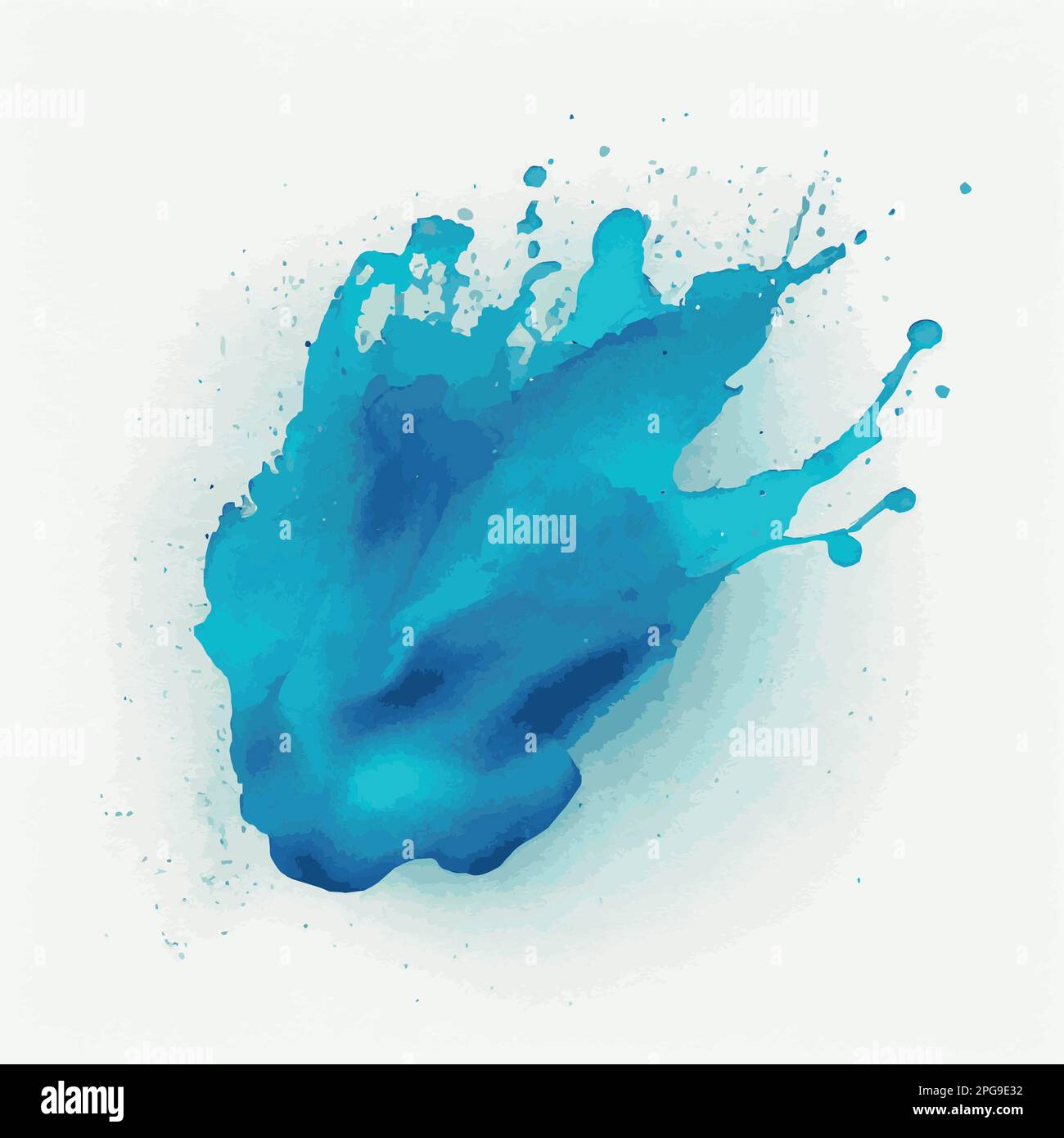 Watercolor blue ink colorful liquid drops or splash design, artistic ...