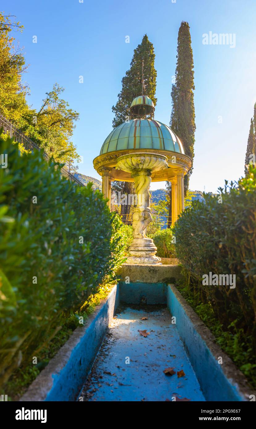 Dome with Column in the Forest on the Mountain Side and Blue Clear Sky ...