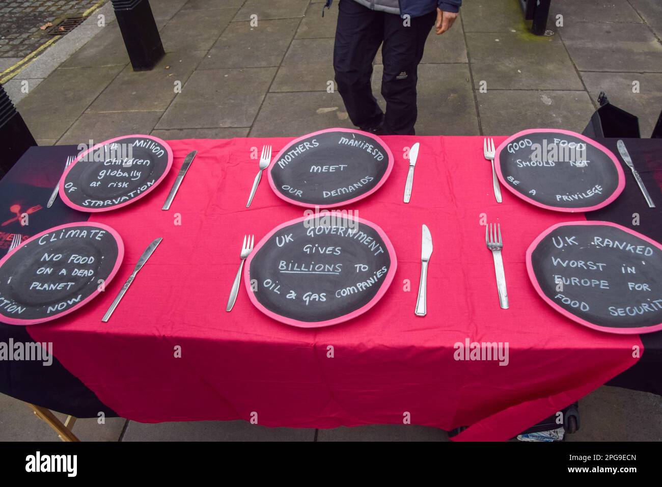 London, UK. 21st Mar, 2023. A table and plates explaining the reasons ...