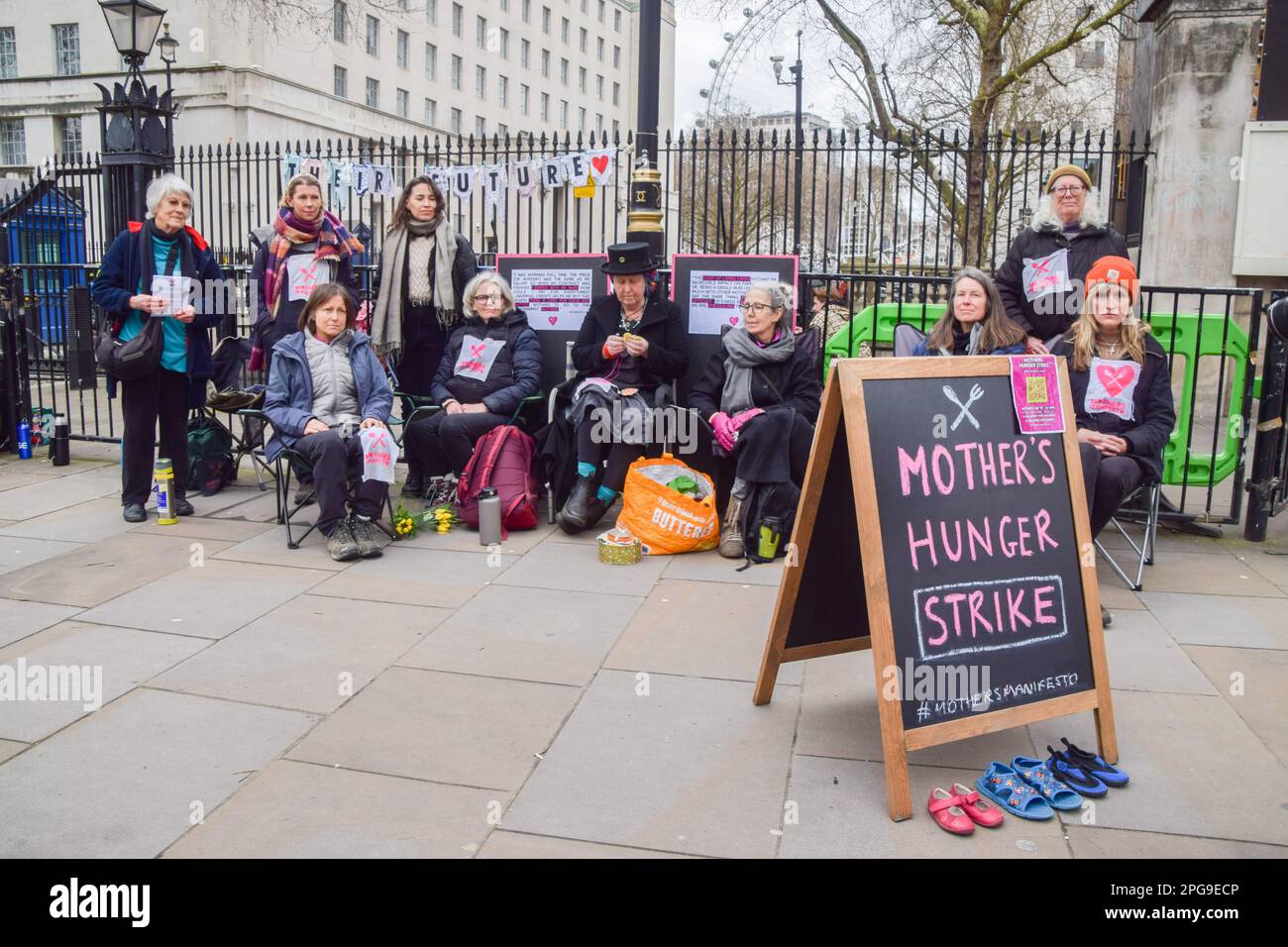 London, UK. 21st Mar, 2023. Mothers take part during the hunger strike ...