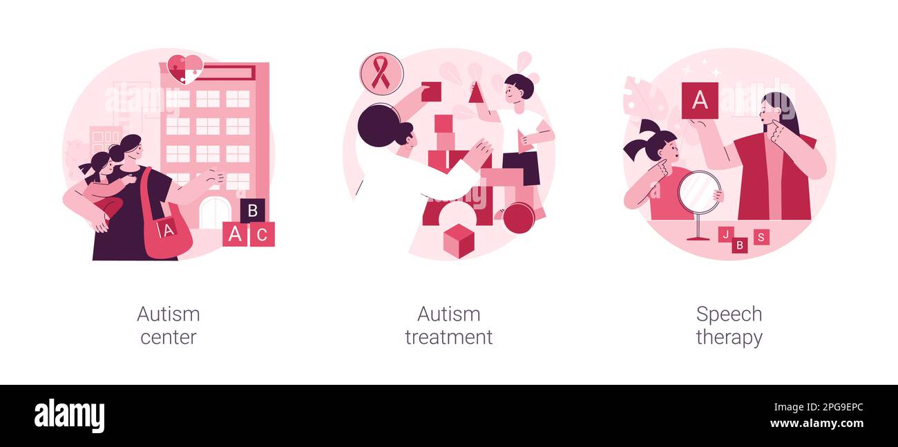 Kids with special needs help abstract concept vector illustration set ...