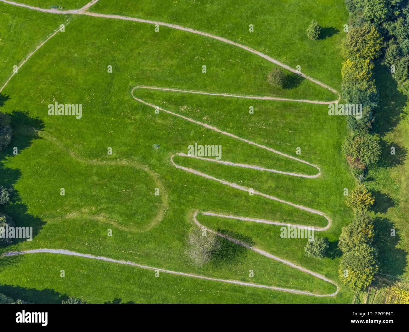 Aerial view, serpentine path at Königsfeld clinic in Windgarten ...