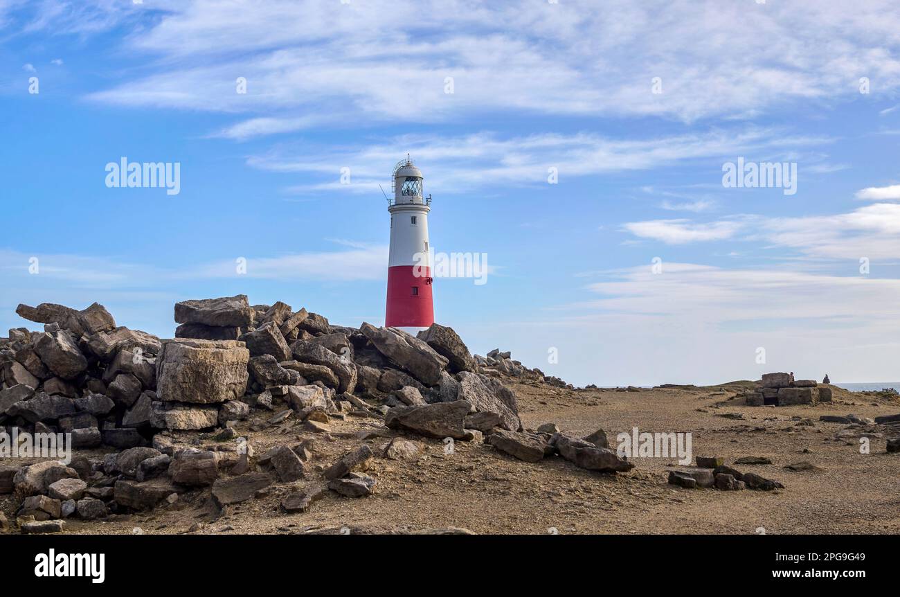 Portland Bill and its lighthouse on the Isle of Portland Dorset Stock ...