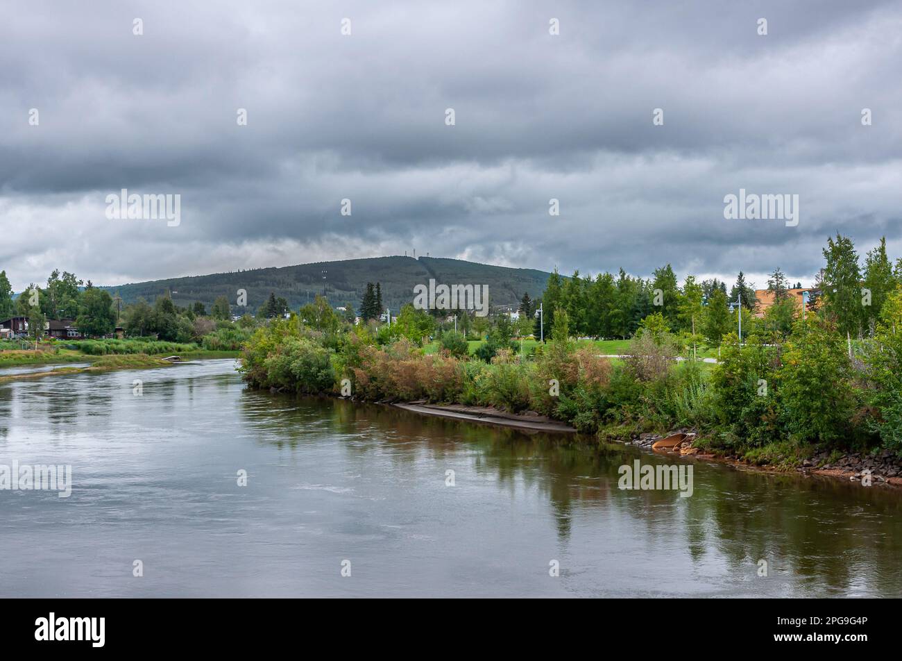 Fairbanks, Alaska, USA - July 27, 2011: Standing on Cushman bridge over ...