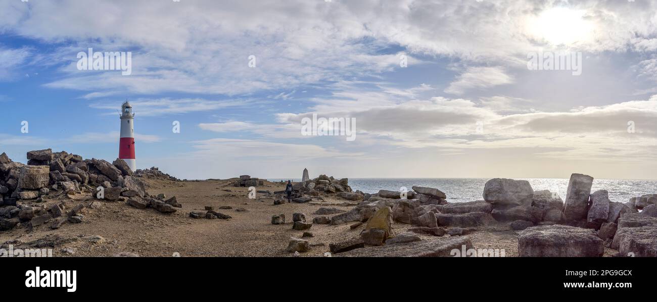 Portland Bill and its lighthouse on the Isle of Portland Dorset Stock ...