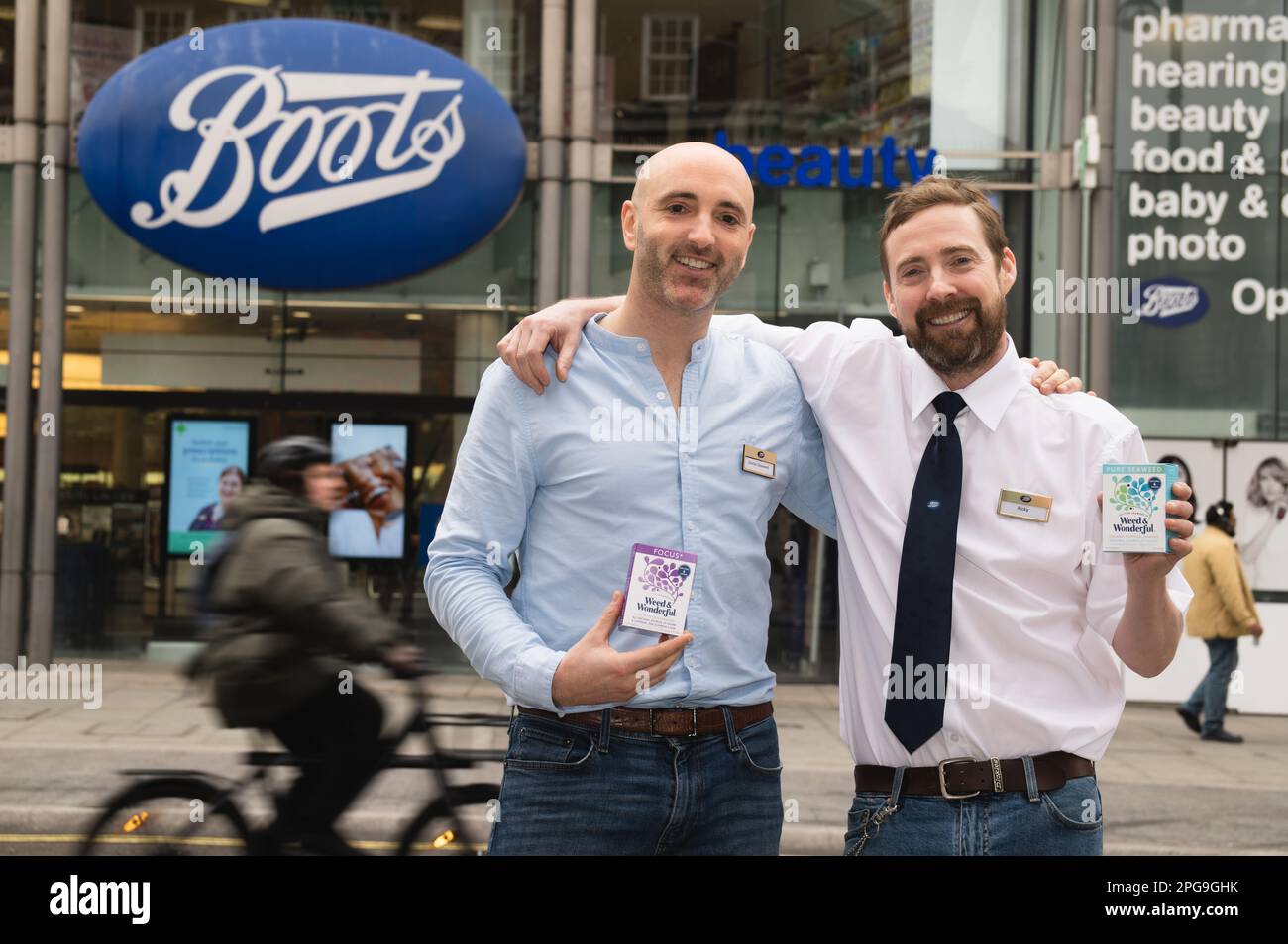 London, UK. 21st March 2023. From left, Doctor Craig Rose and Kaiser ...