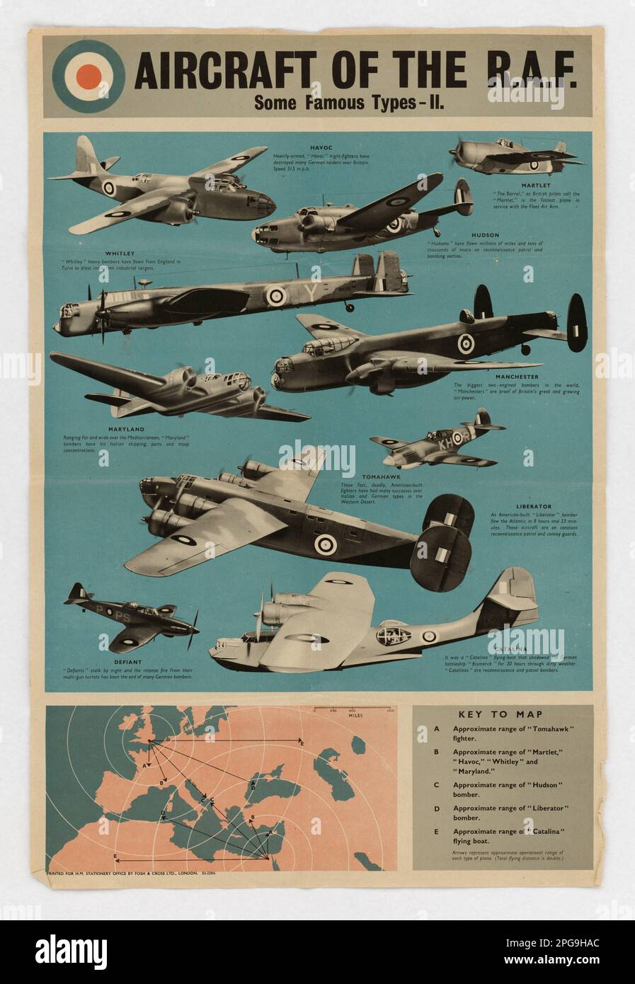 Aircraft of the R.A.F. . Country: England Printed By: Fosh & Cross Ltd ...