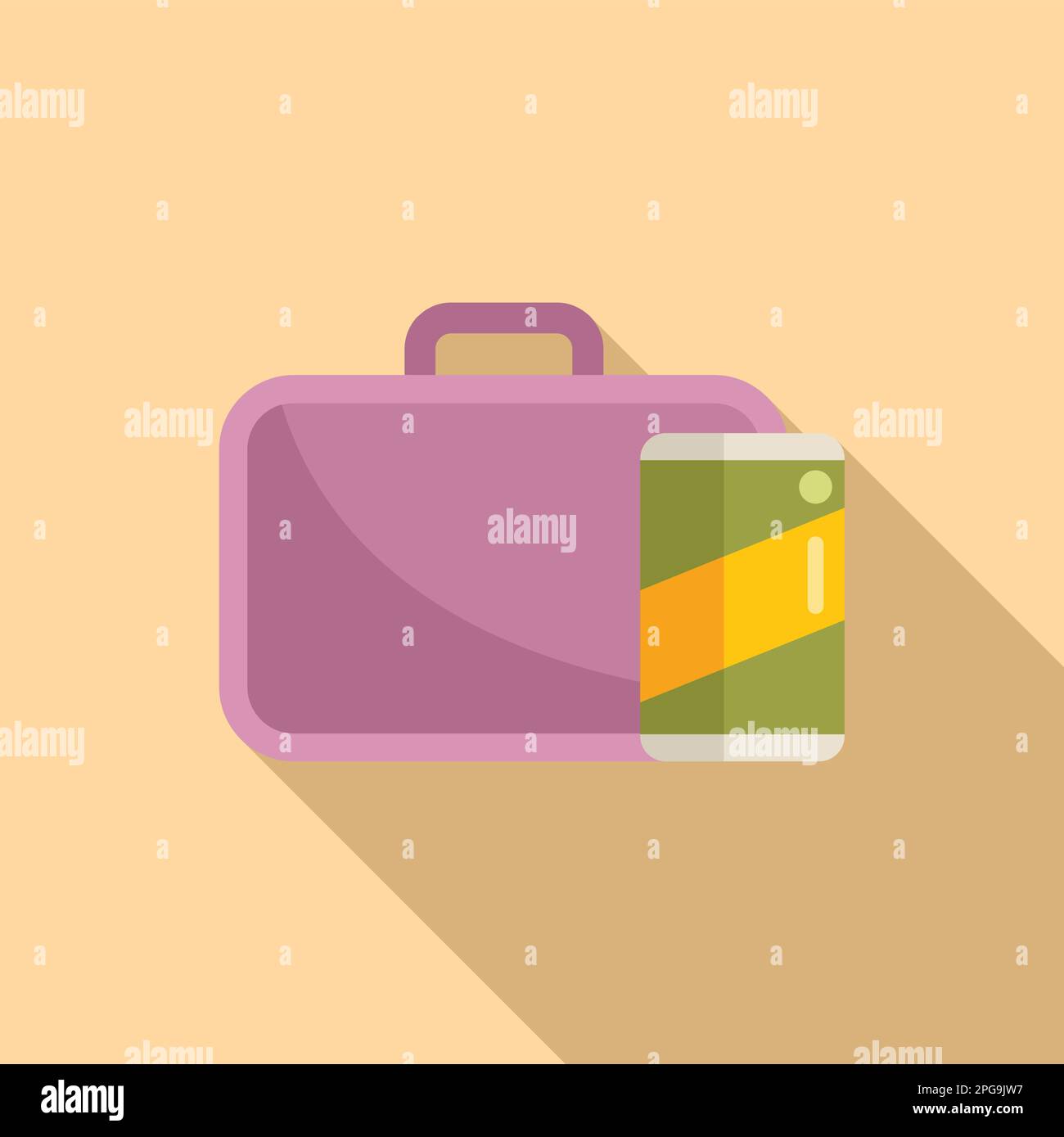 Soda drink and food box icon flat vector. School lunch. Meal snack ...