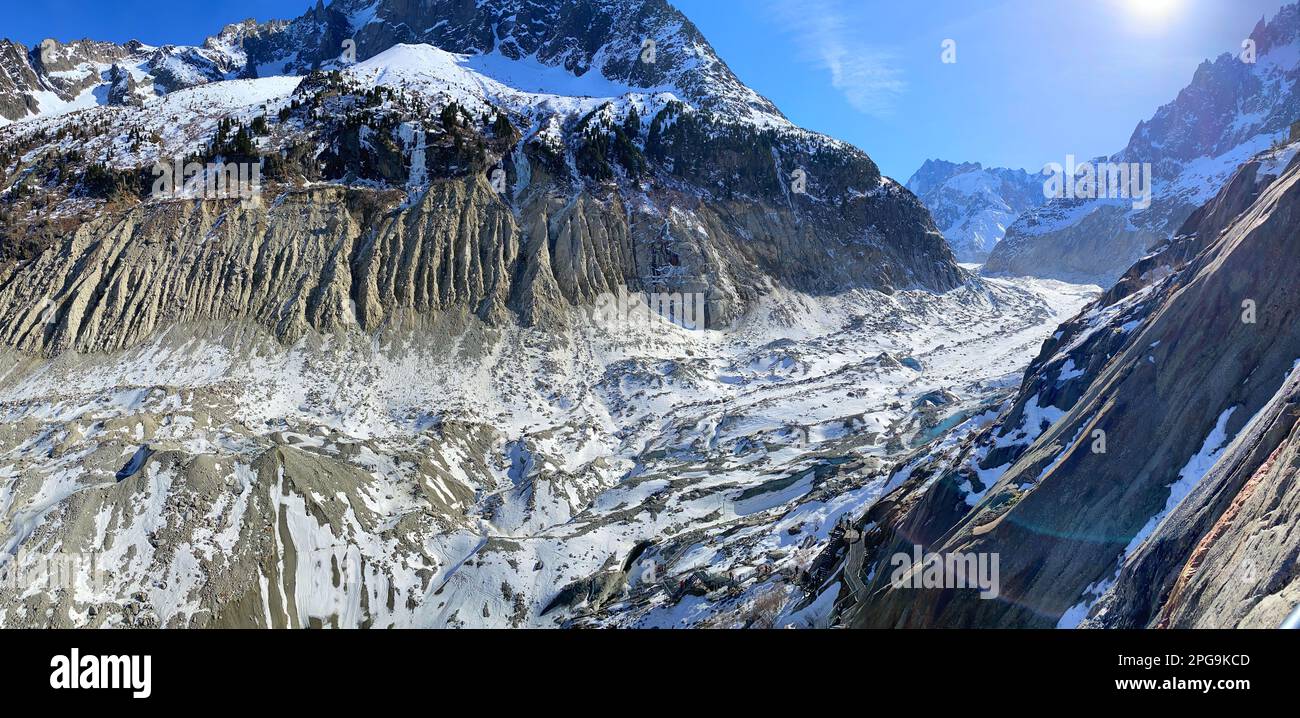 The Mer de Glace ("Sea of Ice") is a valley glacier. Mont Blanc massif ...