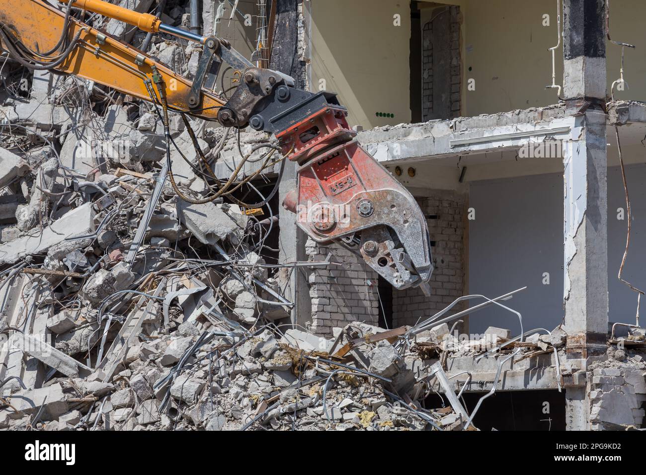 Pieces of Metal and Stone are Crumbling from Demolished Stock Photo - Alamy