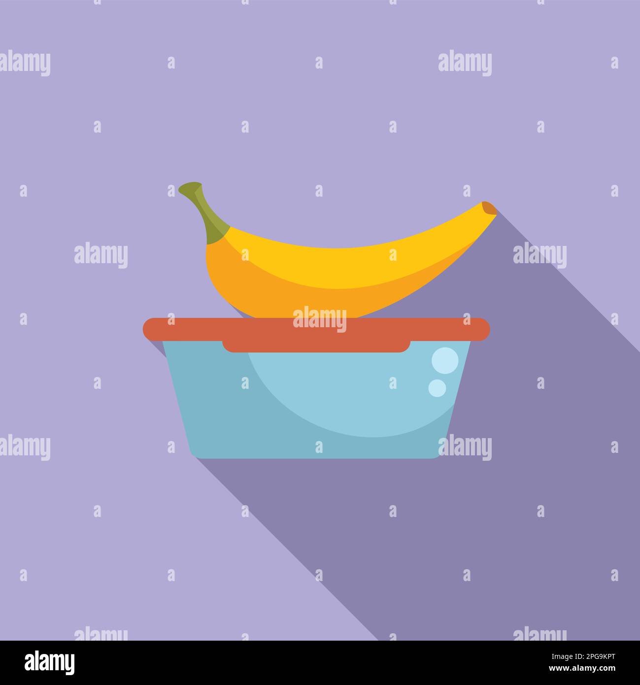 Banana food box icon flat vector. School lunch. Drink product Stock ...