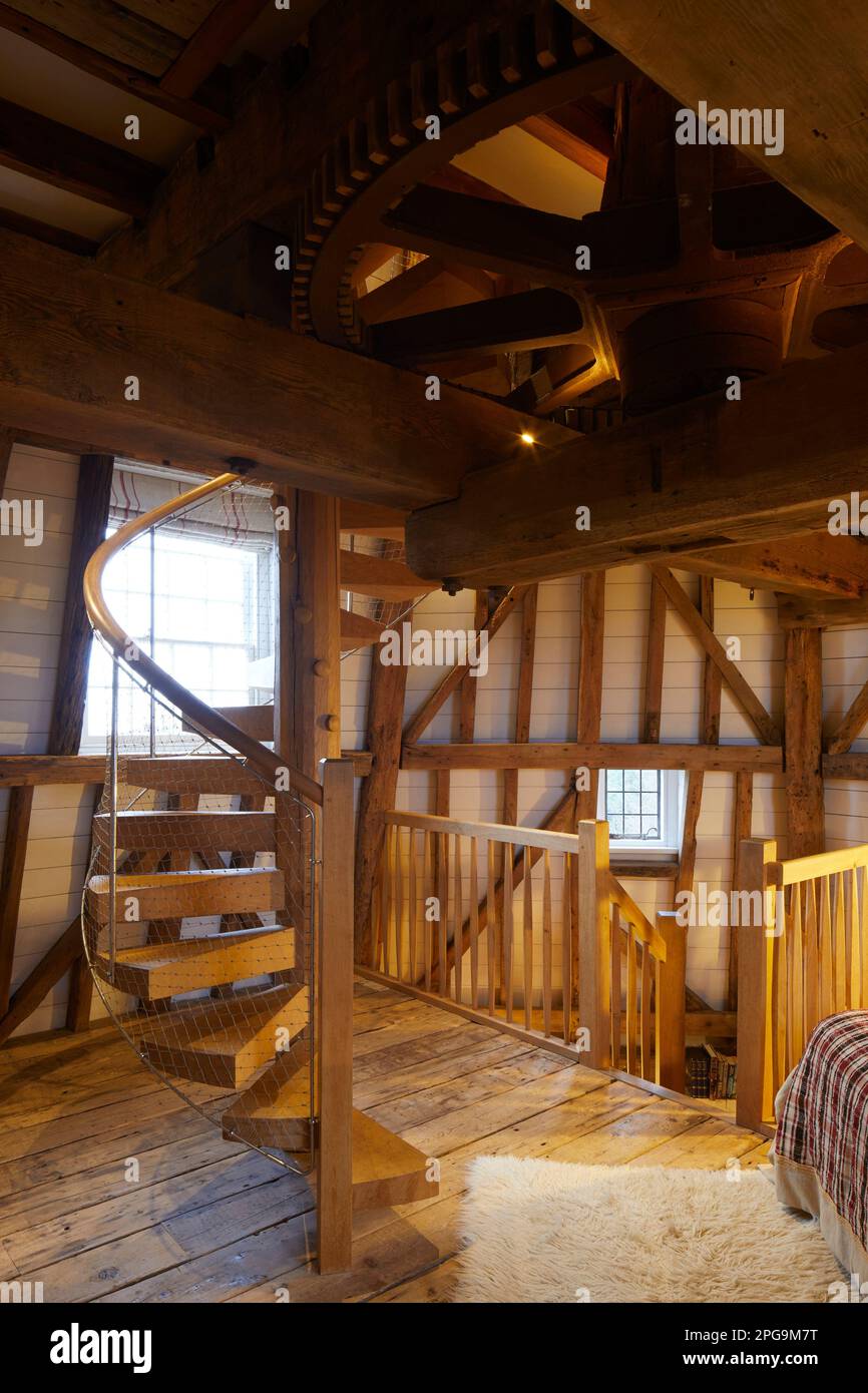 Converted windmill interior. Traditional Homes, Rural setting, United Kingdom. Architect: na ...