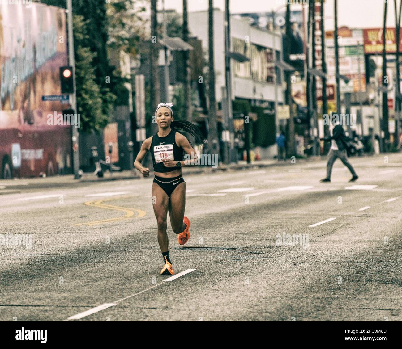 March 19, 2023, Los Angeles, CA, USA: A participant runs in the 38th ...