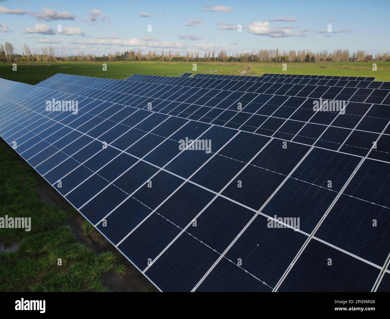 Aerial view of solar power plant solar panels. Electric panels for ...