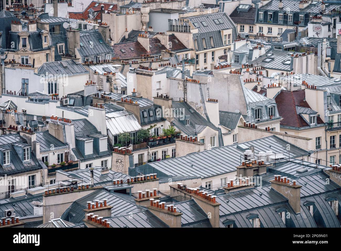 Aerial view on Paris rooftops Stock Photo - Alamy
