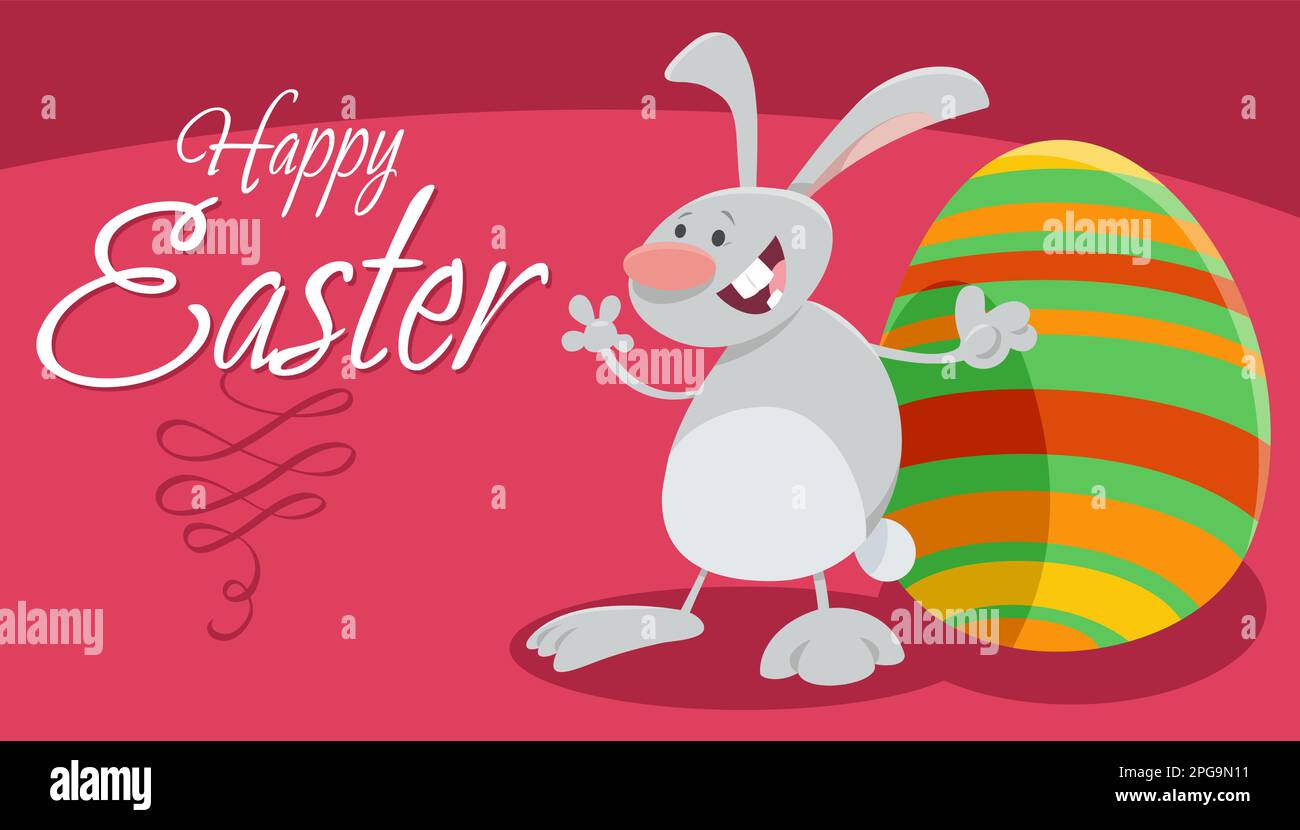 Cartoon illustration of happy Easter Bunny character with painted ...
