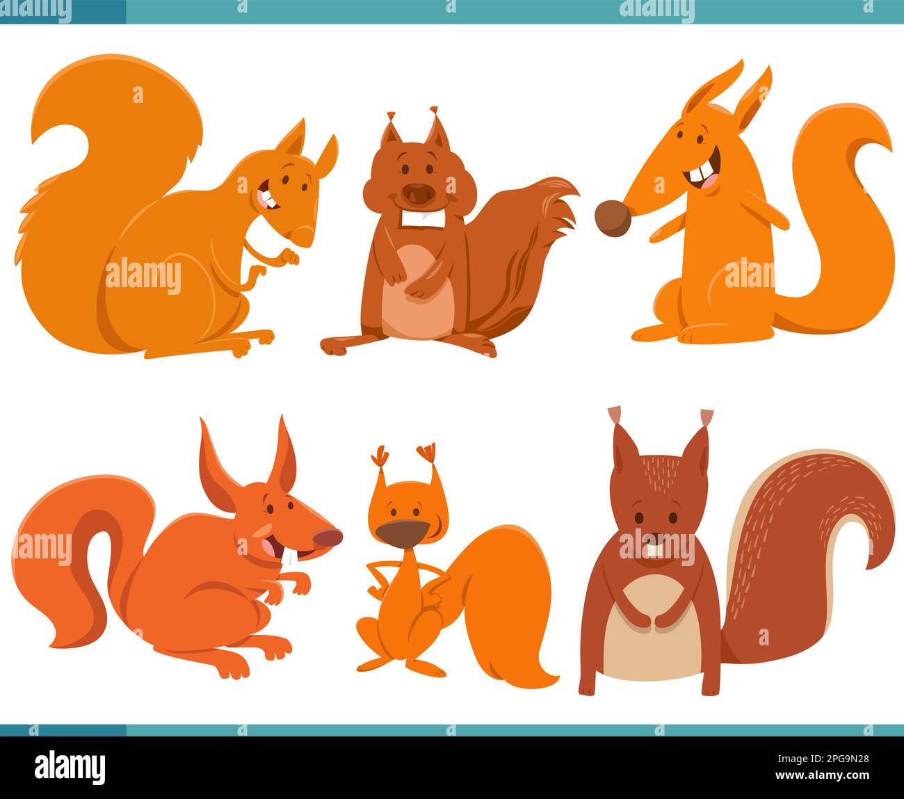 Cartoon illustration of funny squirrels animals comic characters set ...