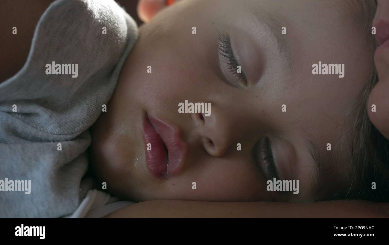 One small boy sleeping. Macro close up of child asleep. Kid napping ...