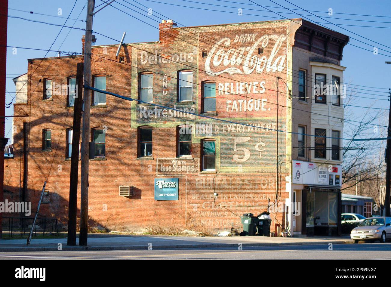 Schenectady, NY, USA: Large, Coca-Cola hand-painted advertising sign on ...