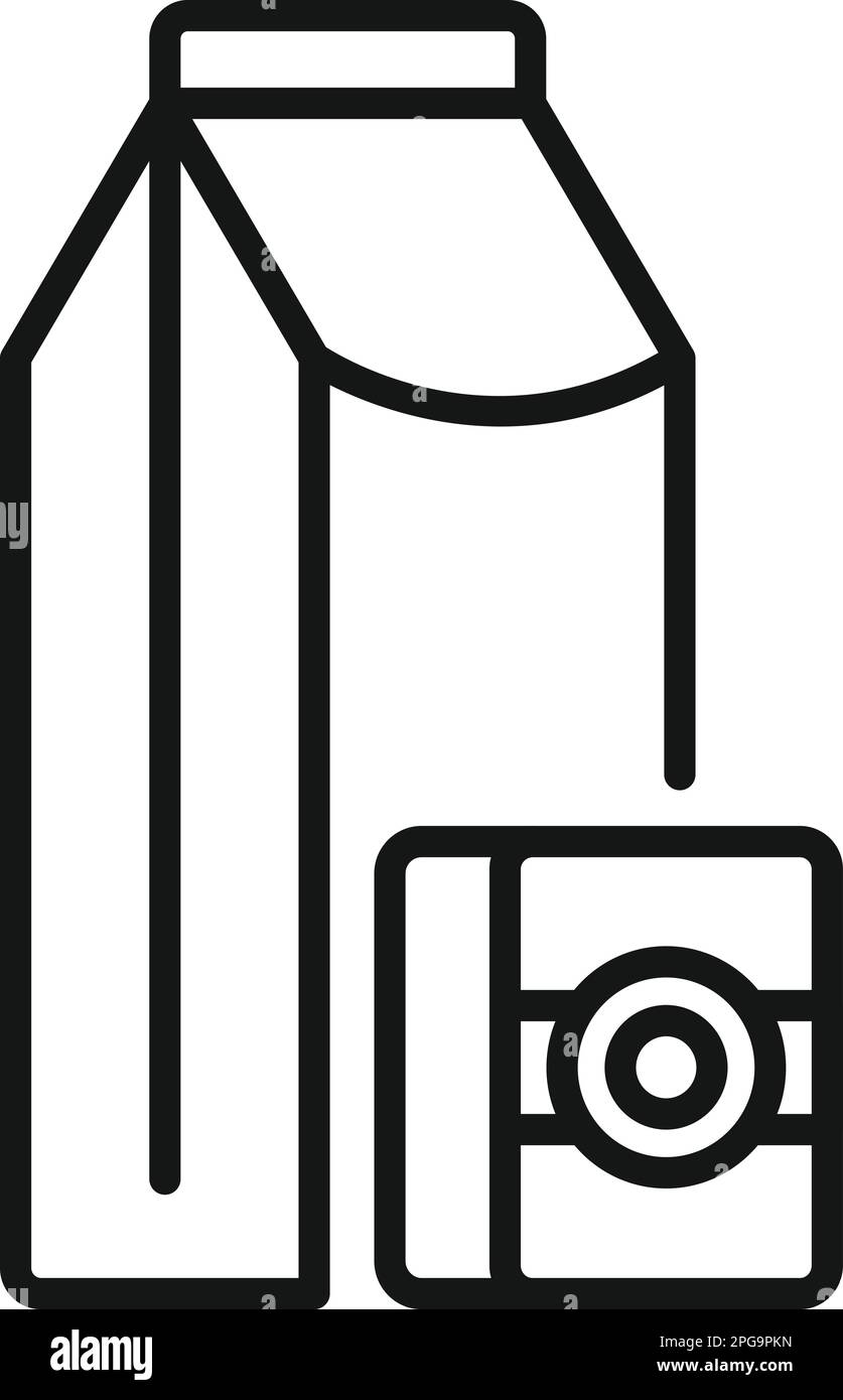 Food paper bag icon outline vector. School lunch. Drink eating Stock ...