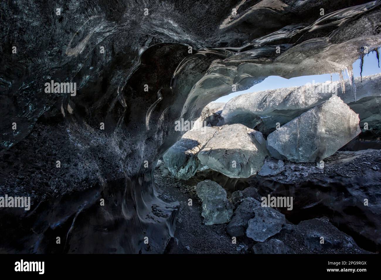 Iceland, ice cave, winter in Iceland, Crystal ice cave Stock Photo - Alamy