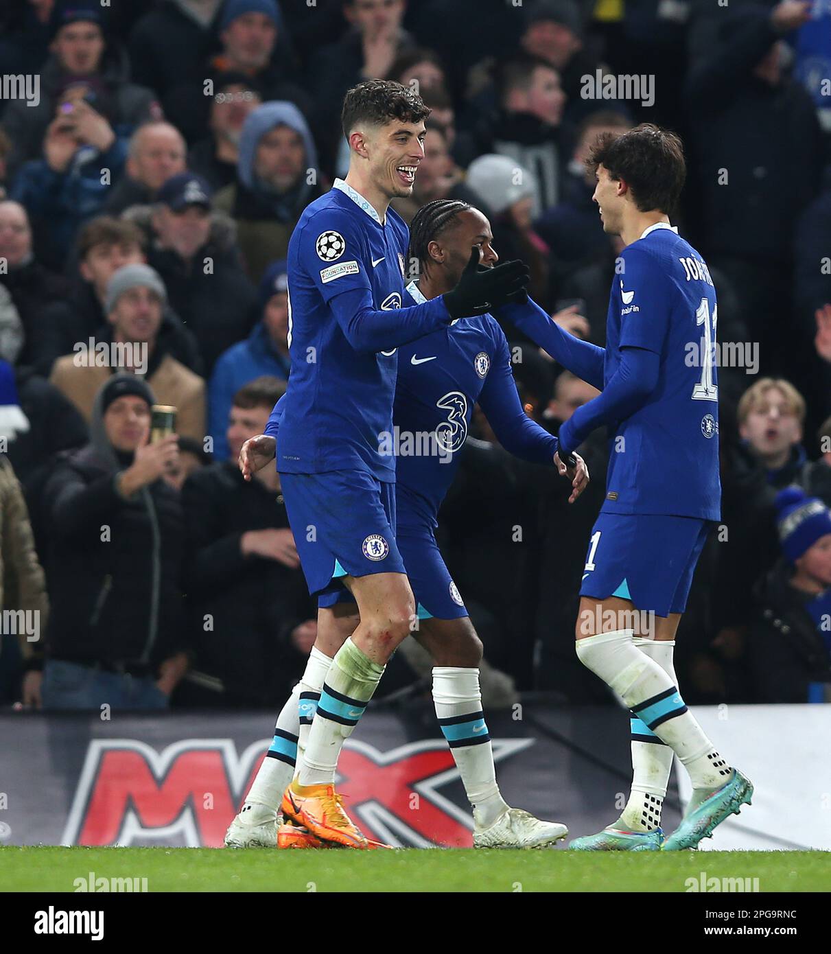 Kai Havertz of Chelsea celebrates a goal with Joao Felix of Chelsea ...