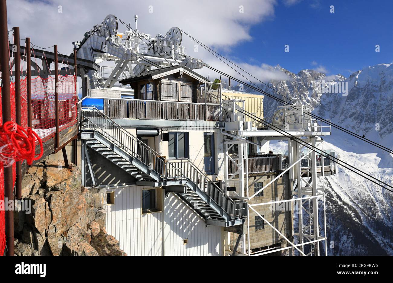 The summit station of Le Brevent at an altitude of 2,525 m. Mont Blanc ...