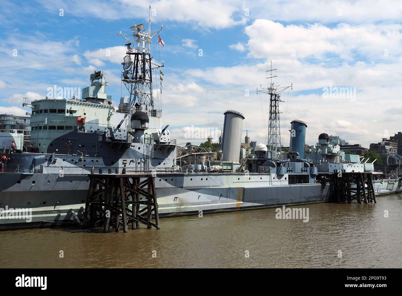 HMS Belfast warship on the Thames, London, England, United Kingdom ...