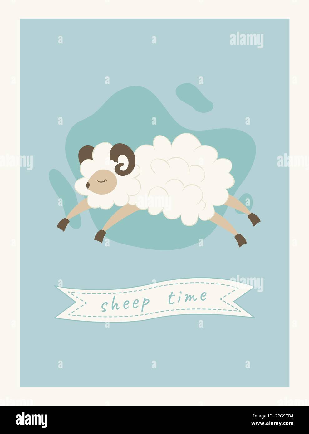 Funny fluffy sheep fly across the sky. Counting sheep at night for a ...