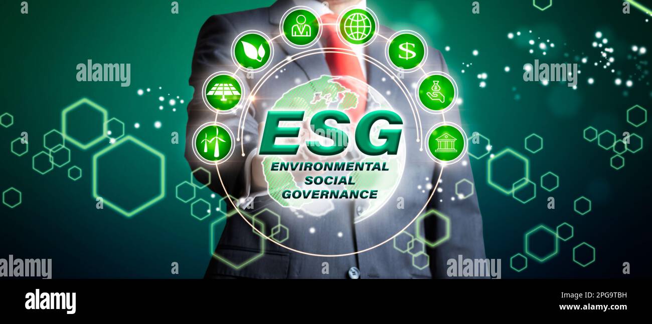 Environmental Social and Governance (ESG) concept. Renewable energy by 2050 Carbon neutral ...